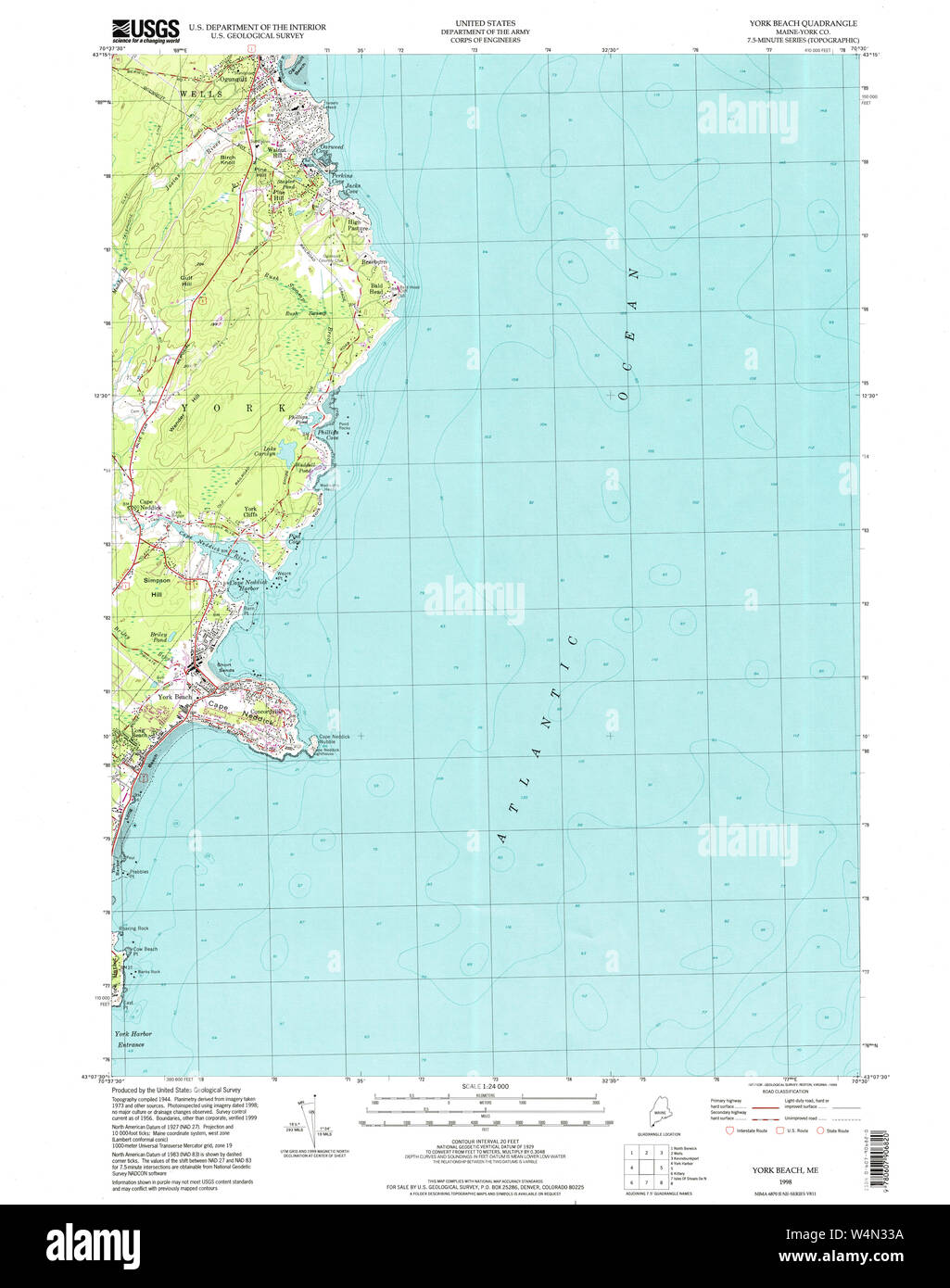 York beach maine map hi-res stock photography and images - Alamy