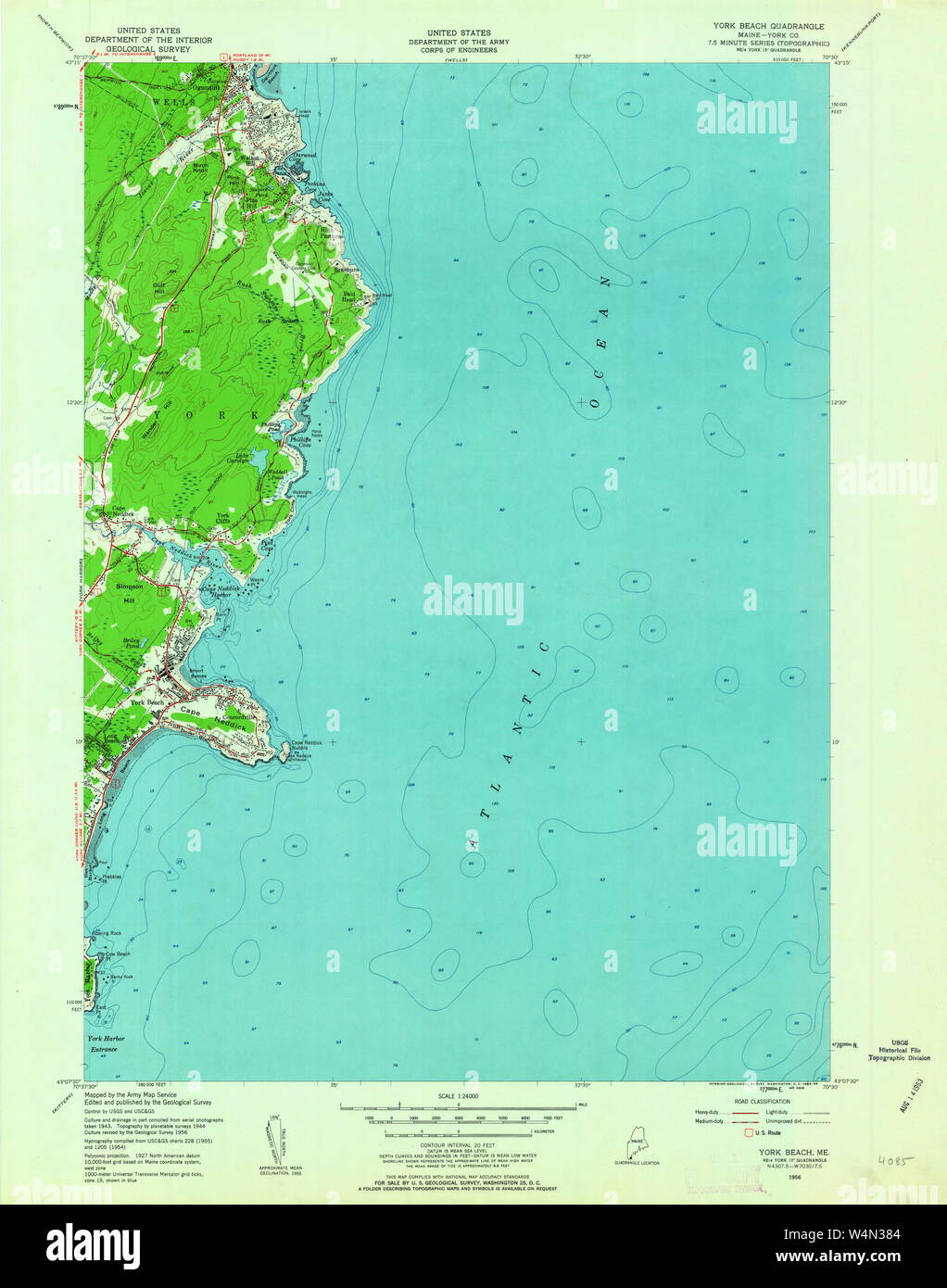 Maine USGS Historical Map York Beach 807336 1956 24000 Restoration ...