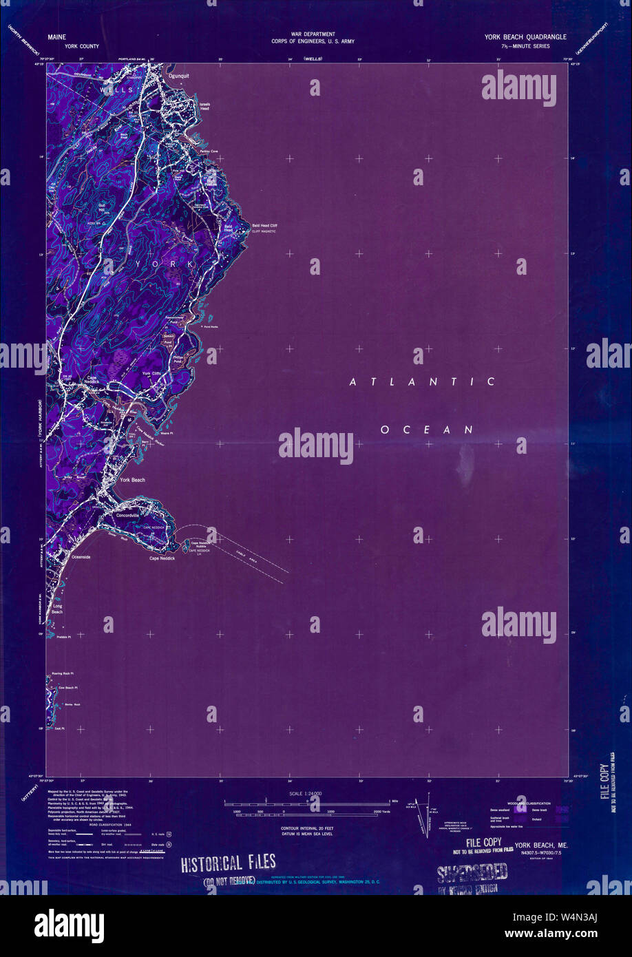 Maine USGS Historical Map York Beach 807338 1944 24000 Inversion ...