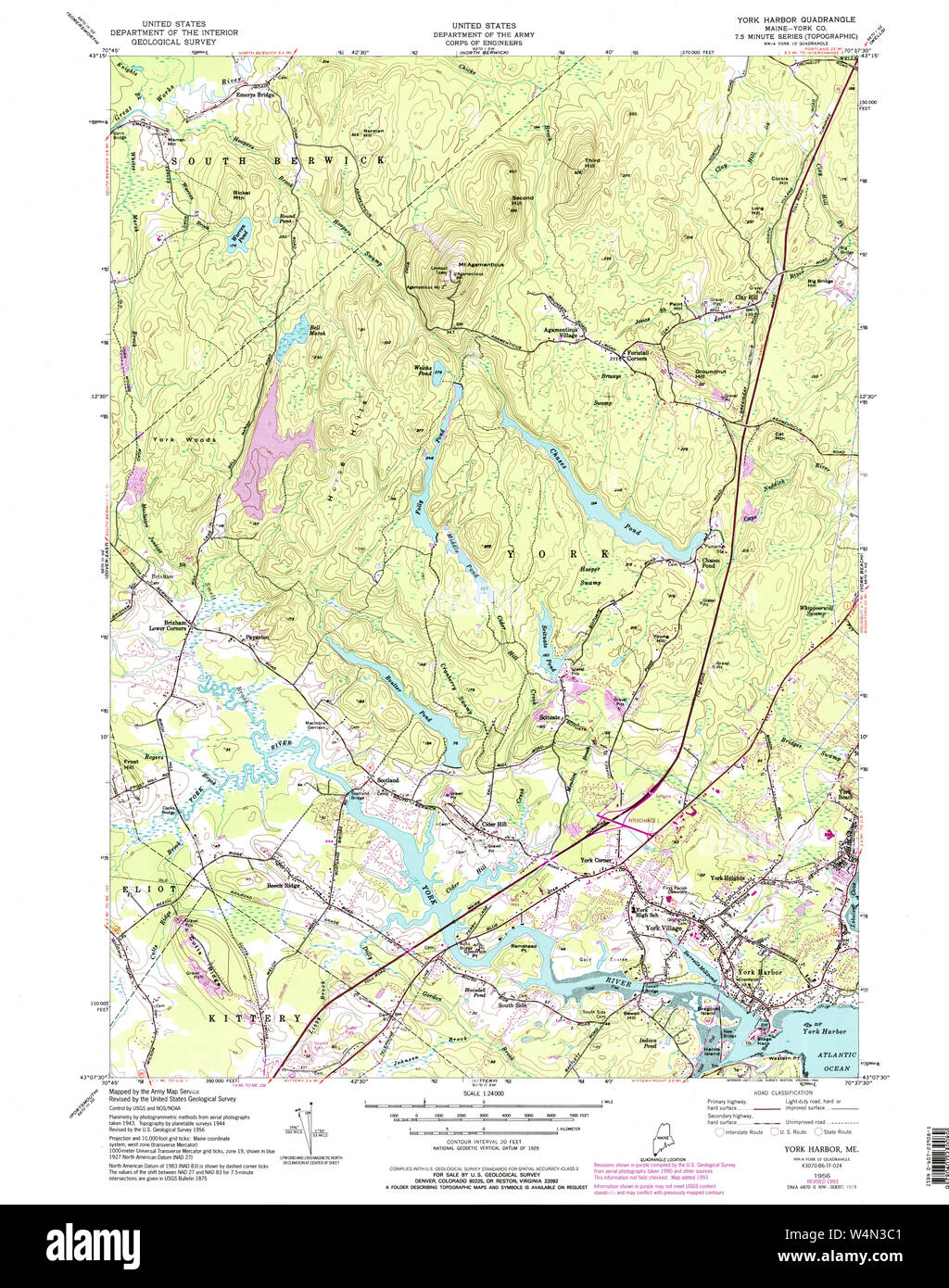 Maine USGS Historical Map York Harbor 103131 1956 24000 Restoration ...