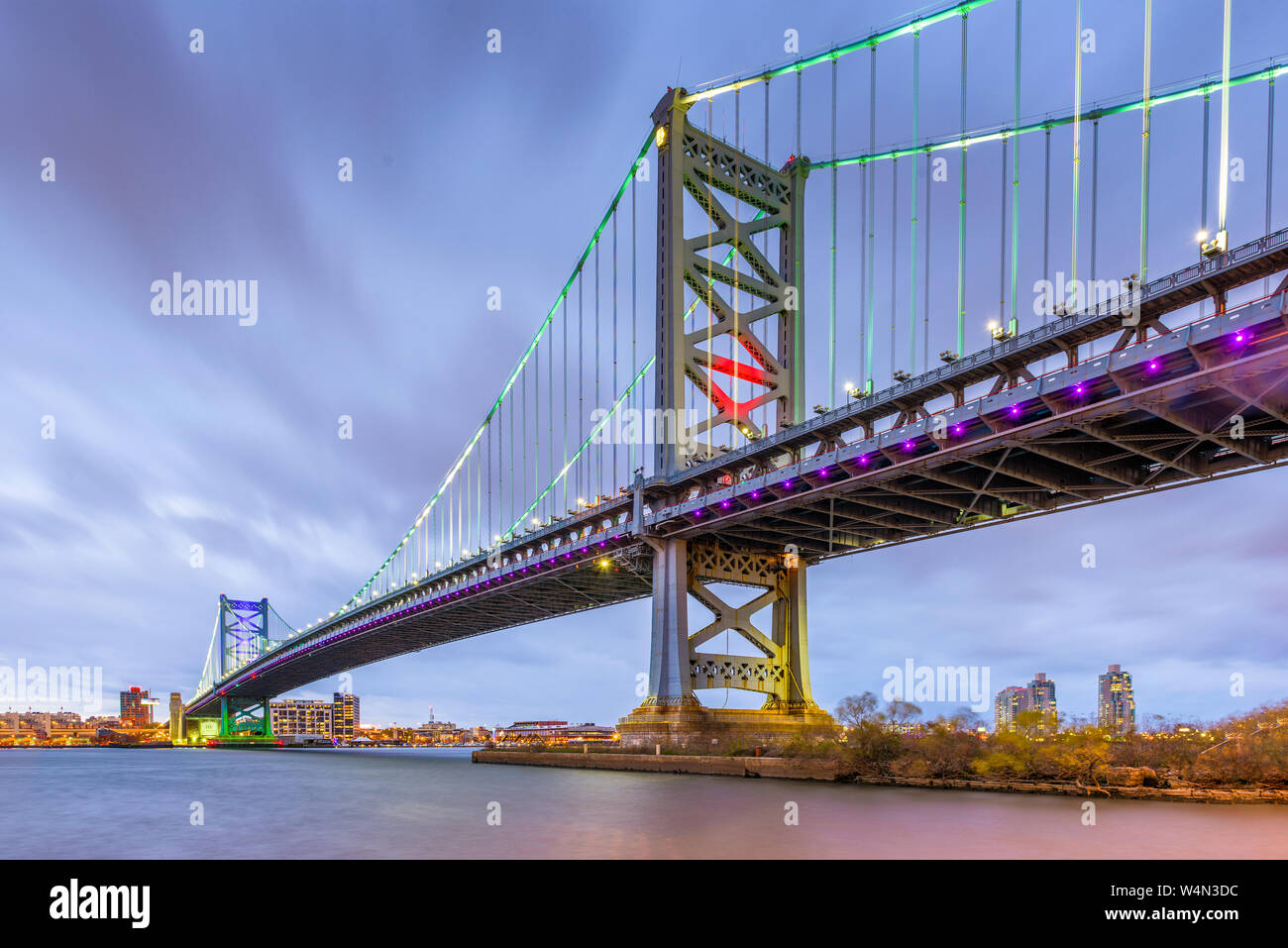 Philadelphia, Pennsylvania, USA skyline on the Delaware river with Ben ...