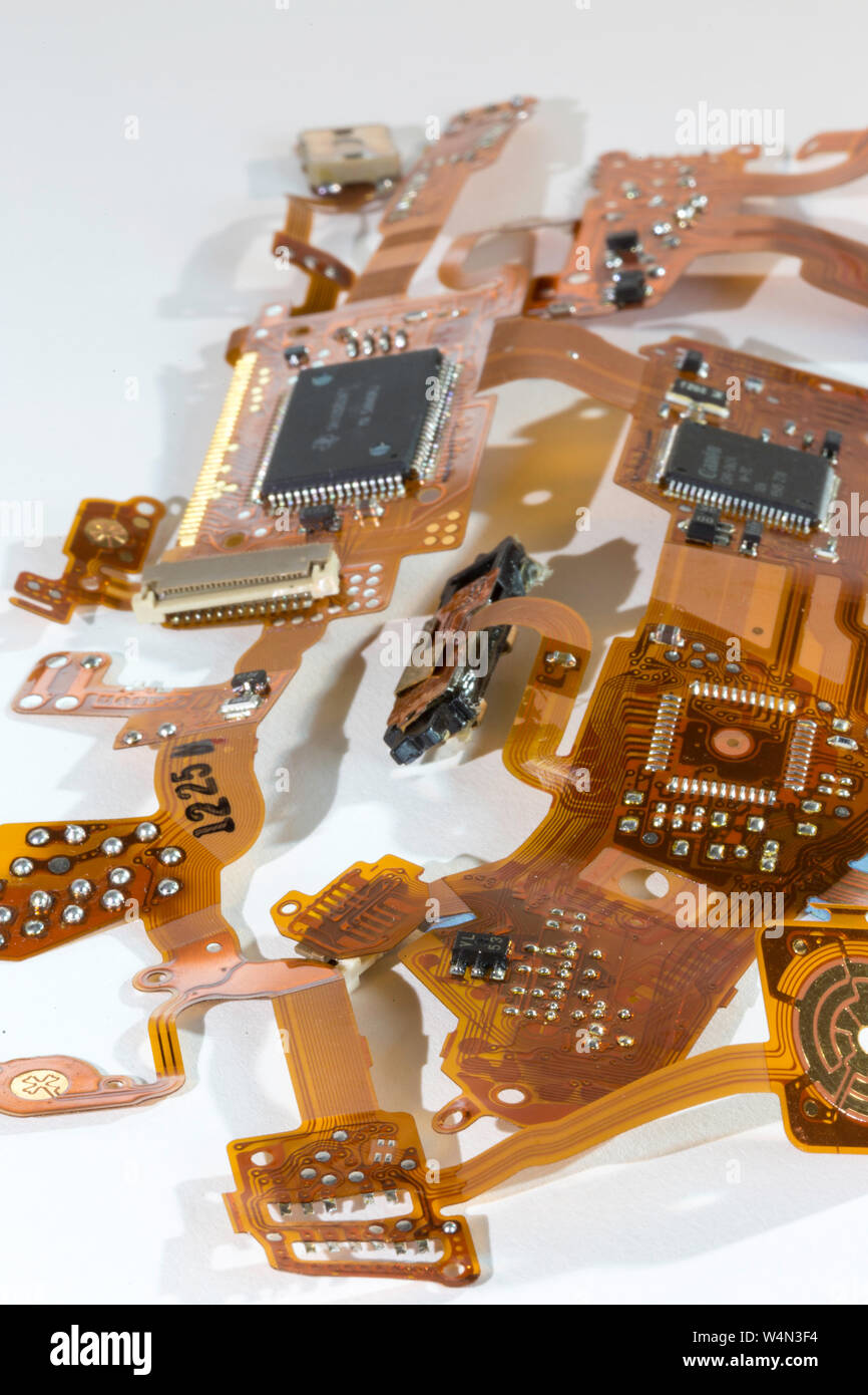 Circuit board of a Canon digital camera on white background Stock Photo ...