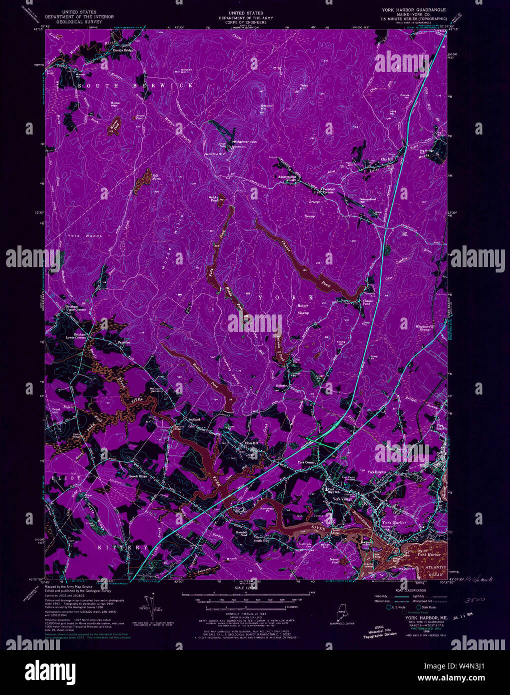 Maine USGS Historical Map York Harbor 807339 1956 24000 Inversion ...