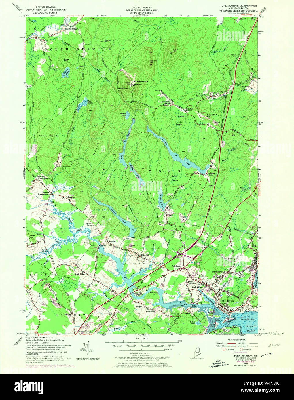 Maine USGS Historical Map York Harbor 807339 1956 24000 Restoration ...