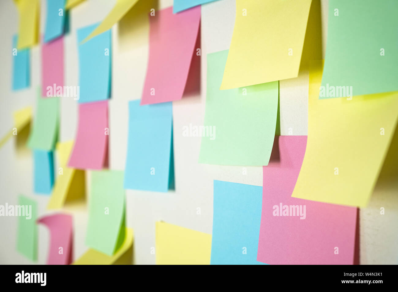 Sticky paper notes on a planning board. Planning, brainstorm, diversity ...