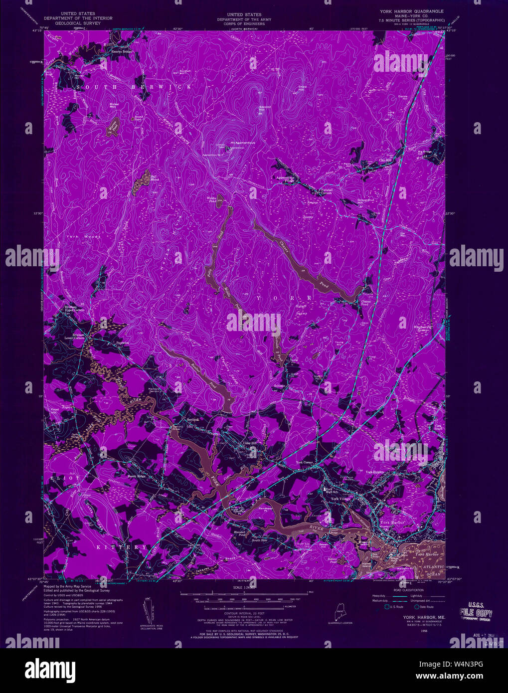 Maine USGS Historical Map York Harbor 807341 1956 24000 Inversion ...
