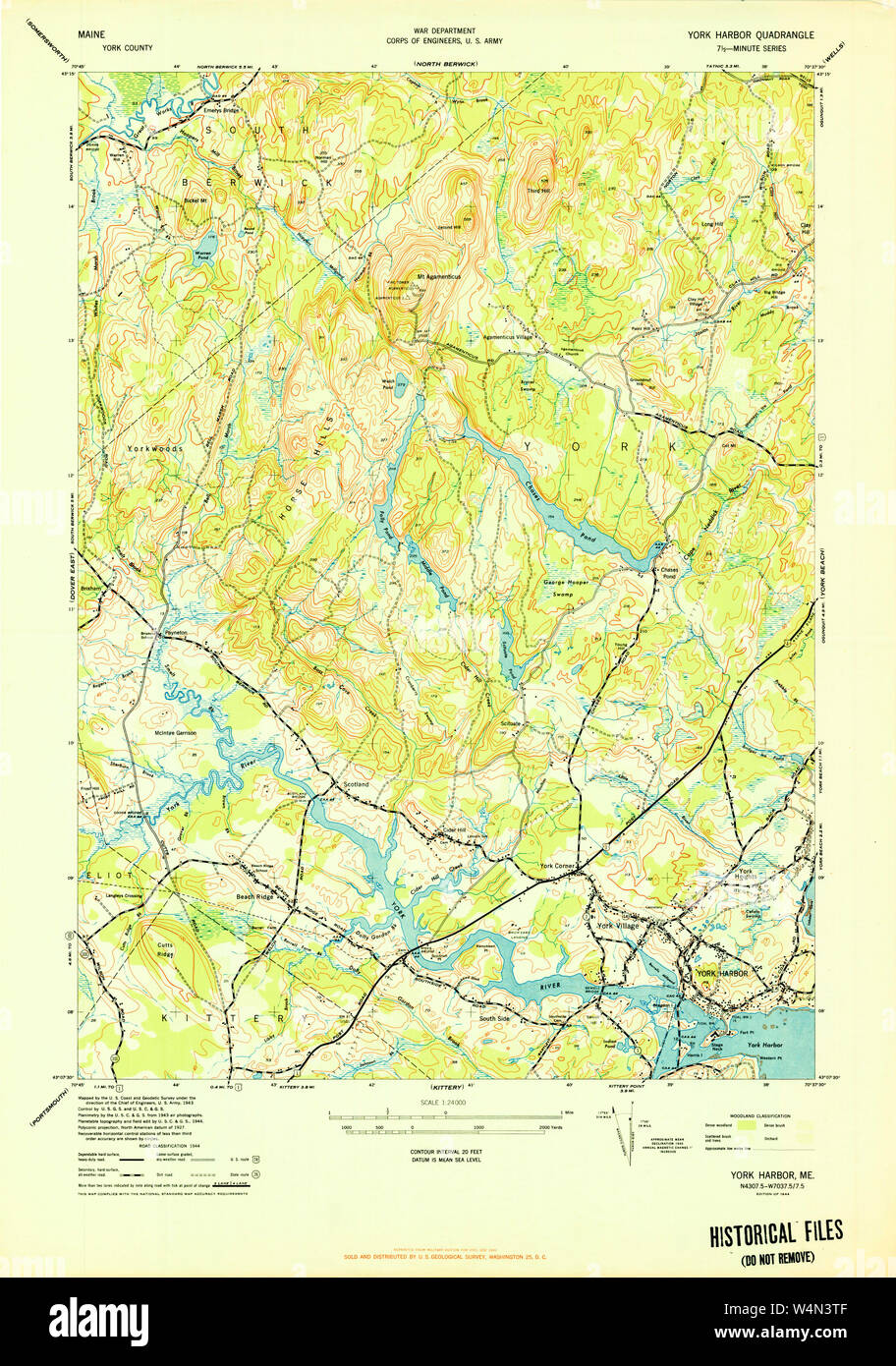 Maine USGS Historical Map York Harbor 807342 1944 24000 Restoration ...