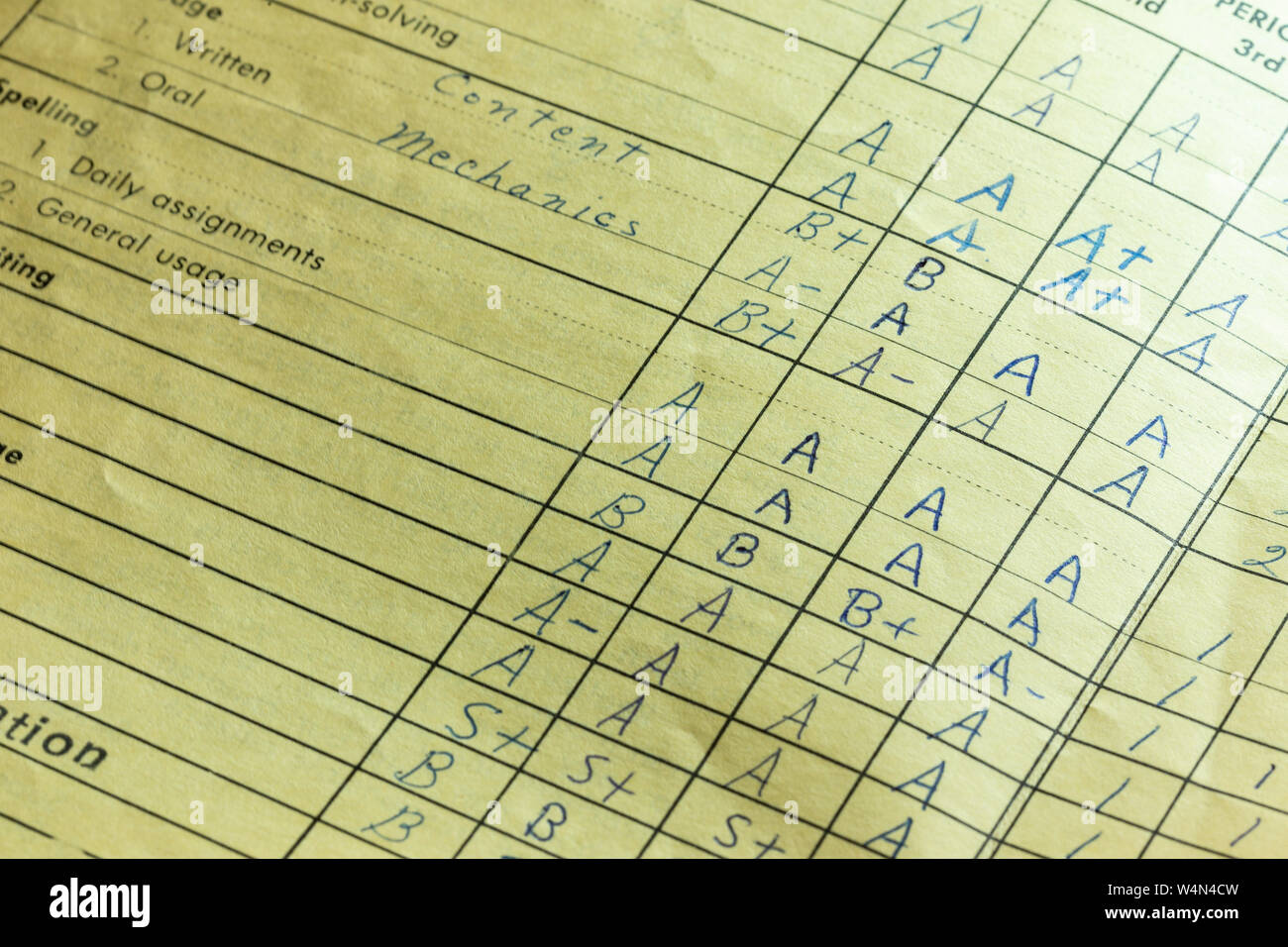Old fashioned school report hi-res stock photography and images - Alamy