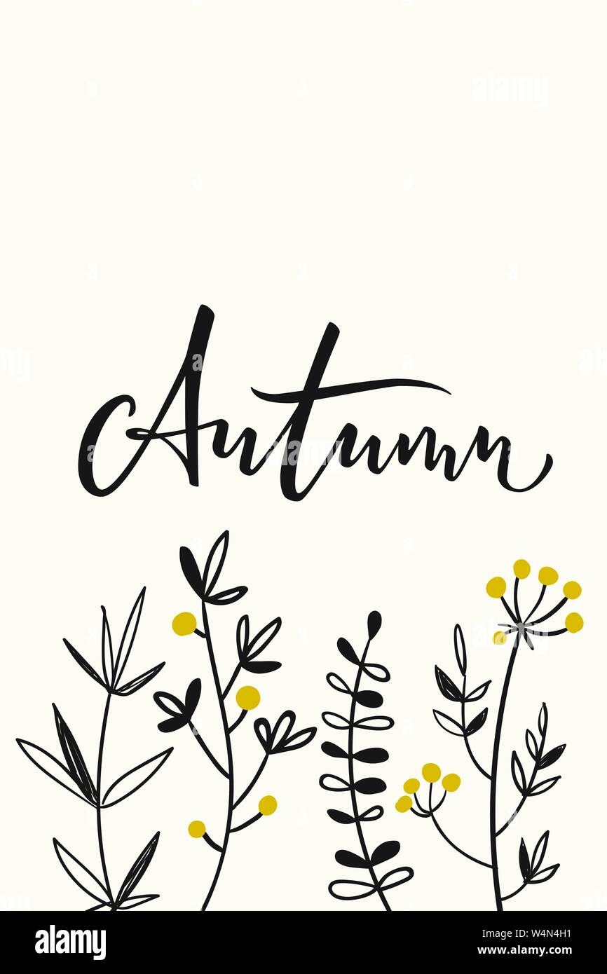 Vector autumn poster with calligraphy and retro style Stock Vector ...