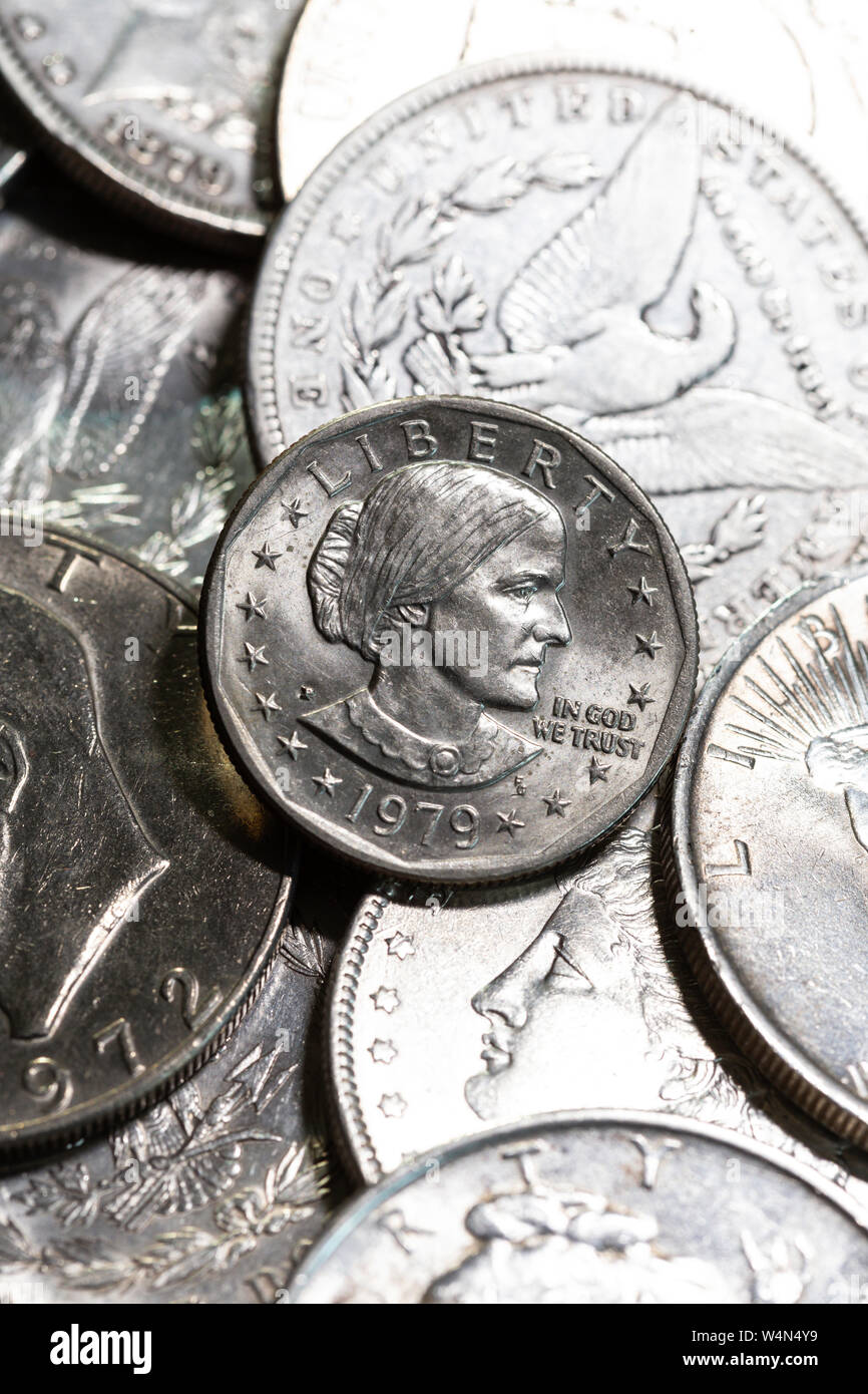 United States historical silver dollars still life Stock Photo - Alamy
