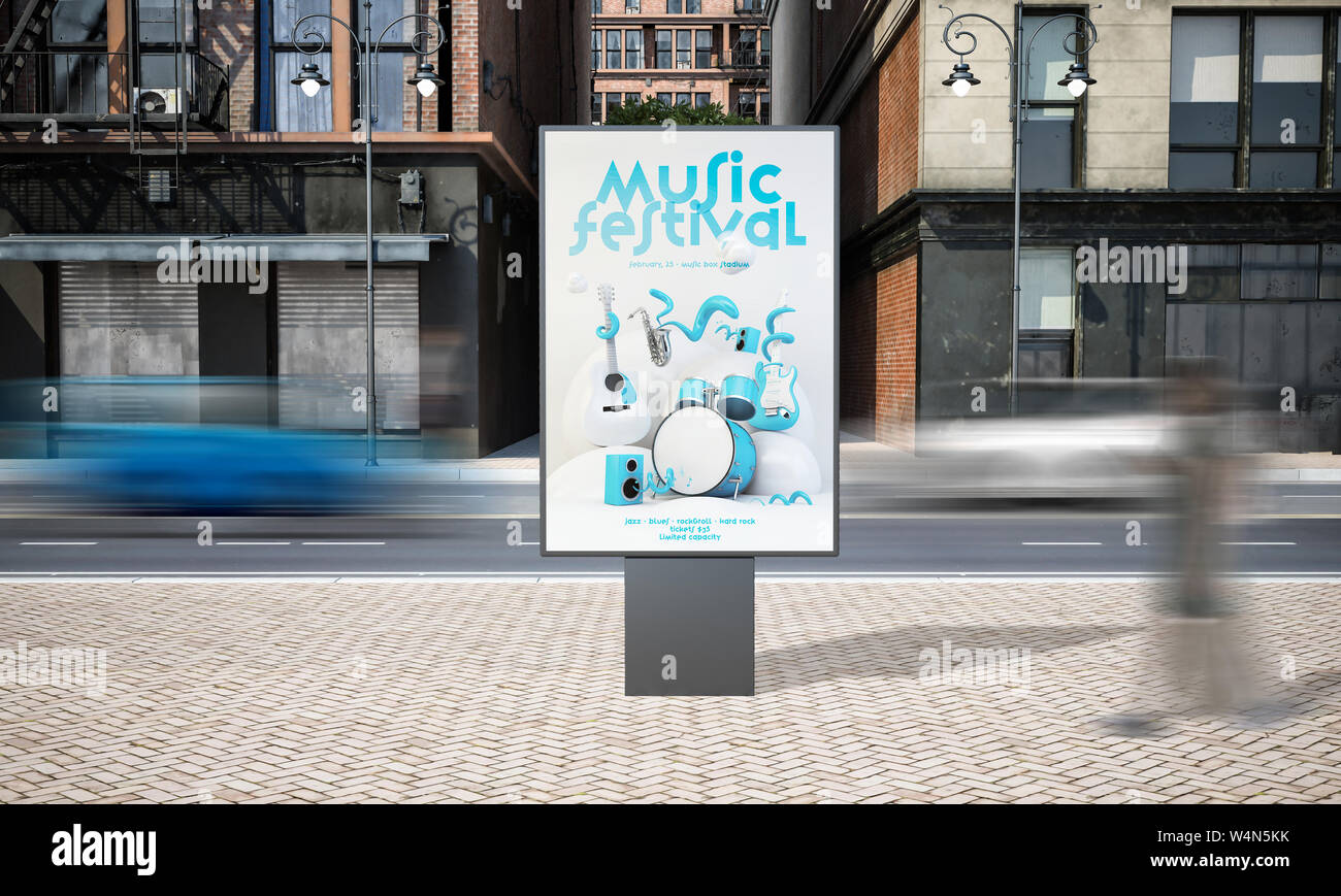 billboard music festival advertisement mockup 3d rendering Stock Photo ...