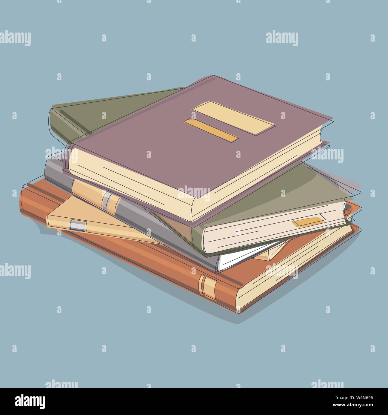 Stack of books on light background, vector illustration Stock Vector ...