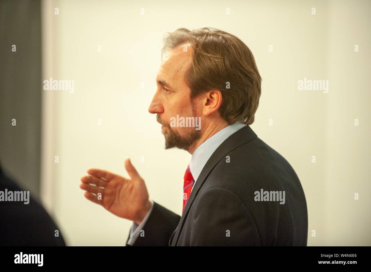 Profile view, from the chest up, of Jordanian diplomat, Zeid Raad Al ...