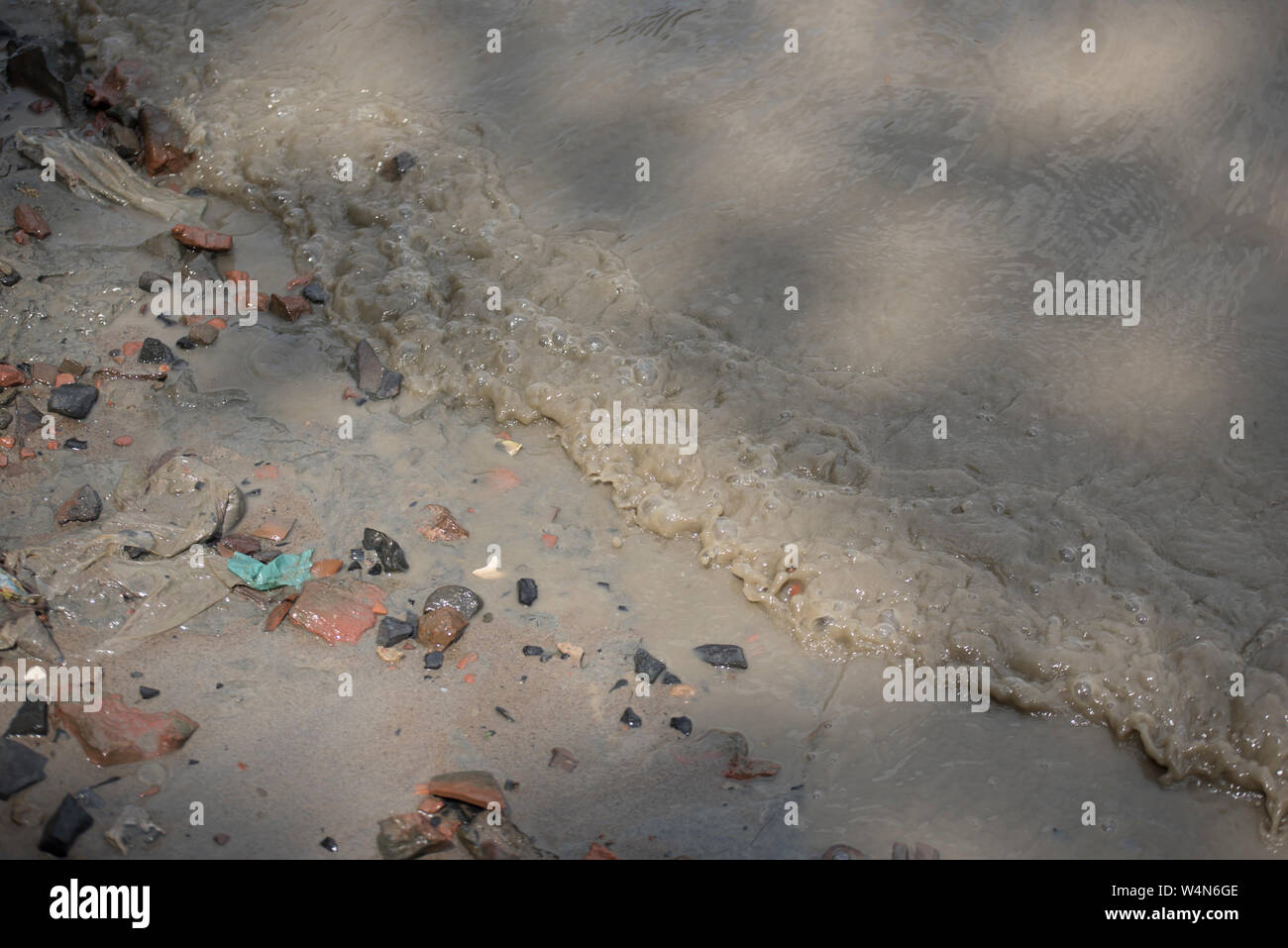 Water pollution, Polluted water are flowing in river Stock Photo - Alamy