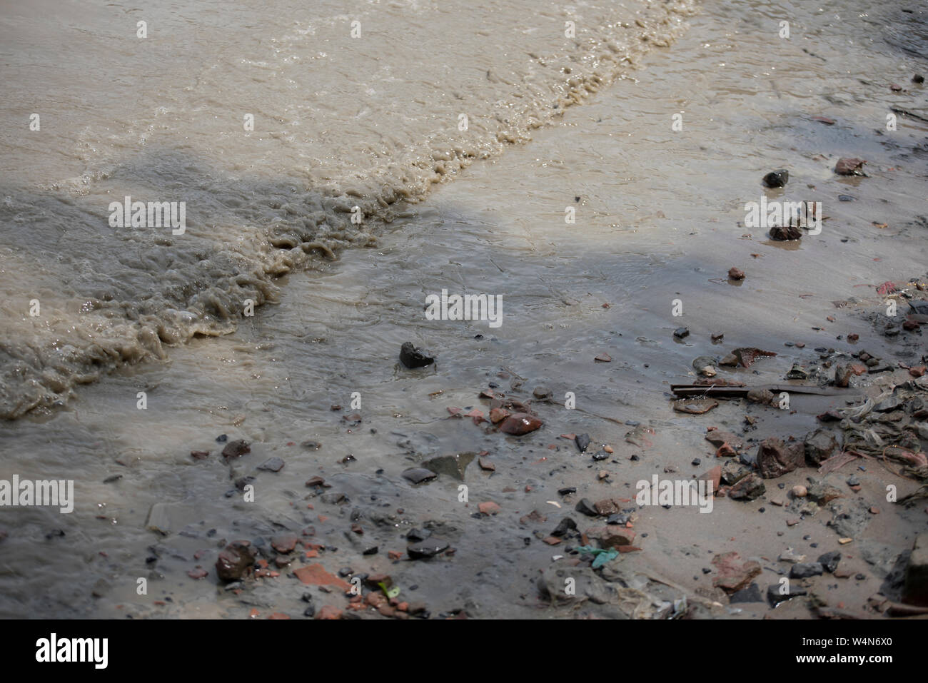 Water pollution, Polluted water are flowing in river Stock Photo - Alamy
