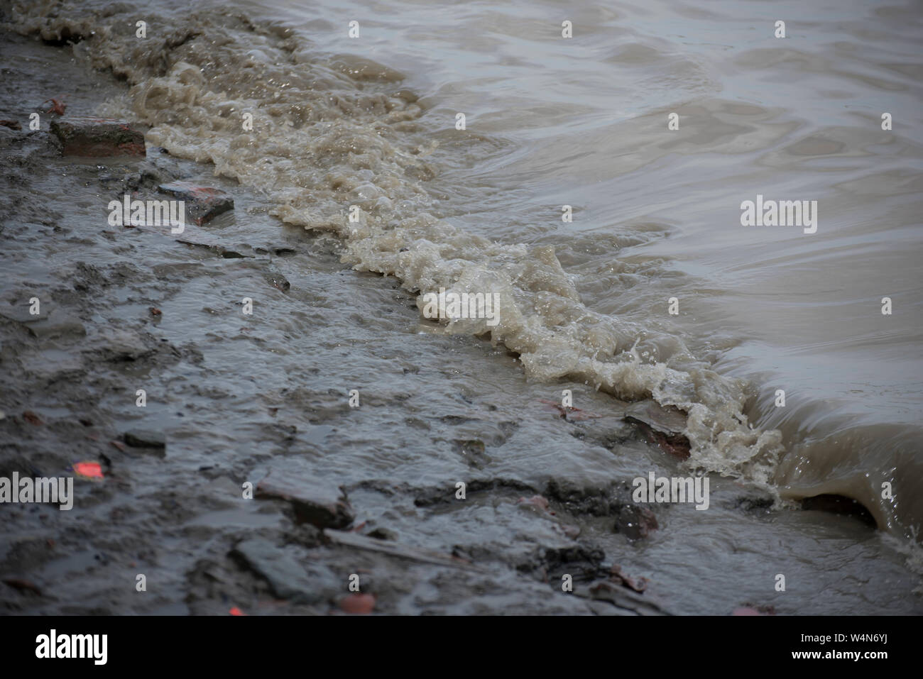 Water pollution, Polluted water are flowing in river Stock Photo - Alamy