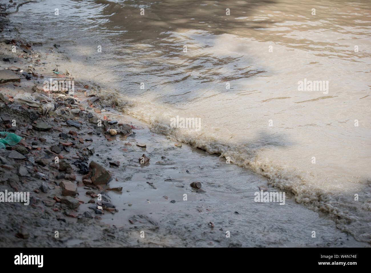 Water pollution, Polluted water are flowing in river Stock Photo - Alamy