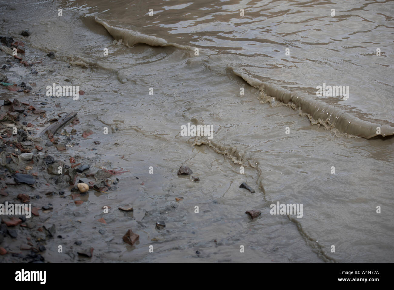 Water pollution, Polluted water are flowing in river Stock Photo - Alamy