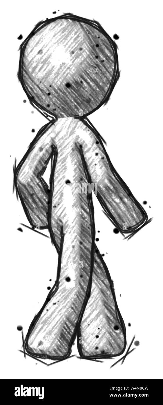 Sketch design mascot man walking away direction right view Stock Photo ...