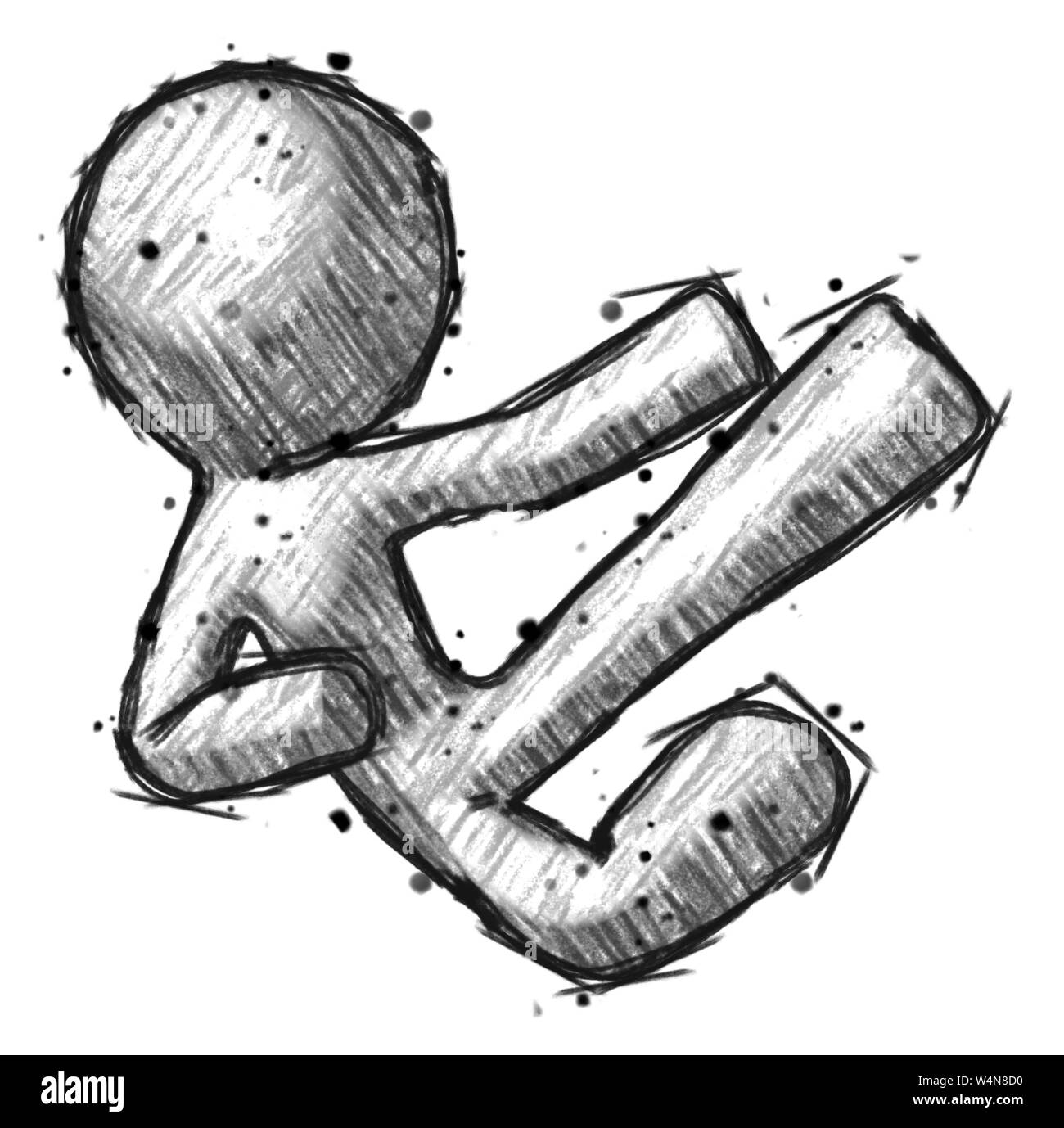 Sketch design mascot man flying ninja kick right Stock Photo - Alamy
