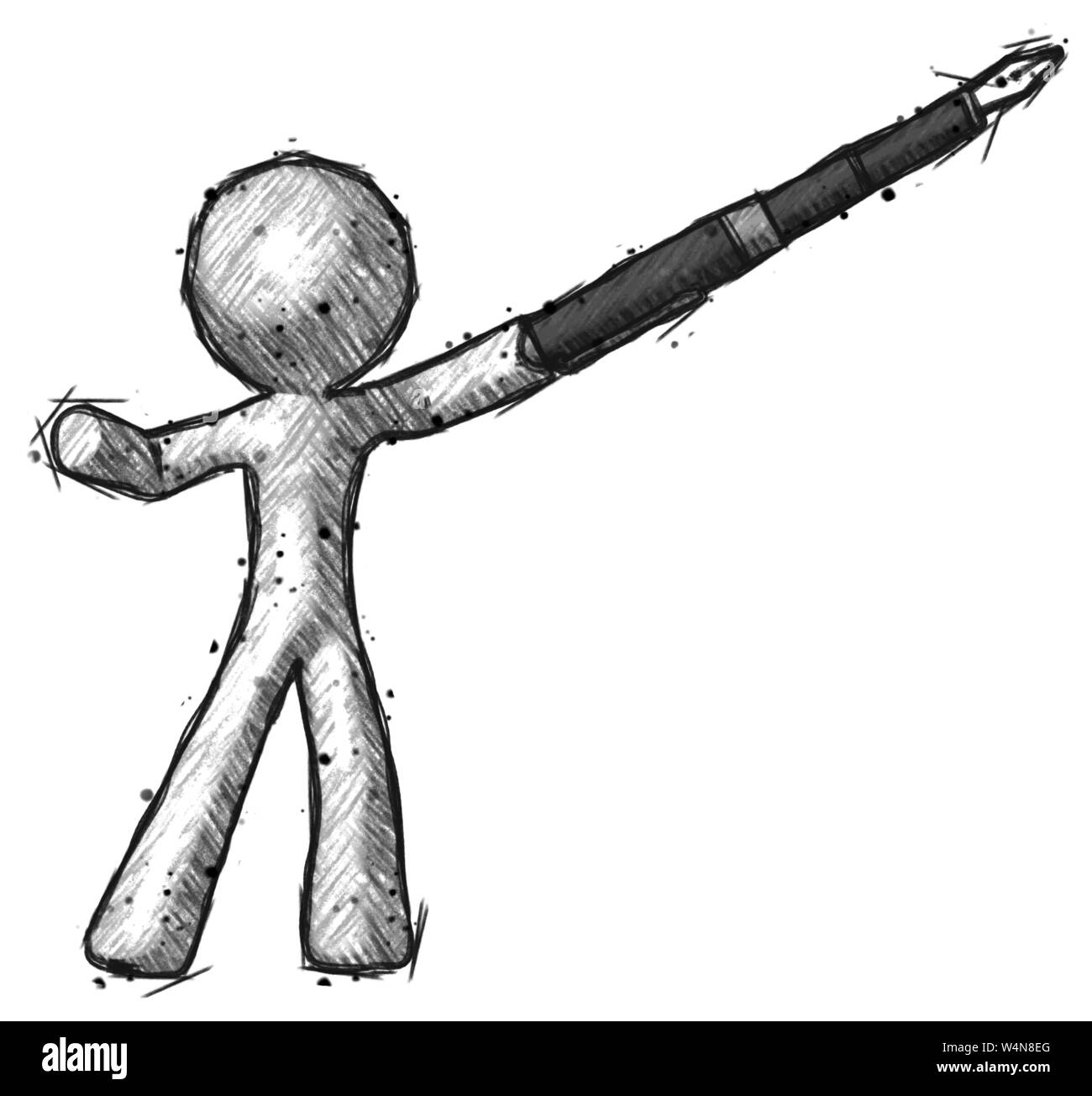 Sketch design mascot man pen is mightier than the sword calligraphy ...