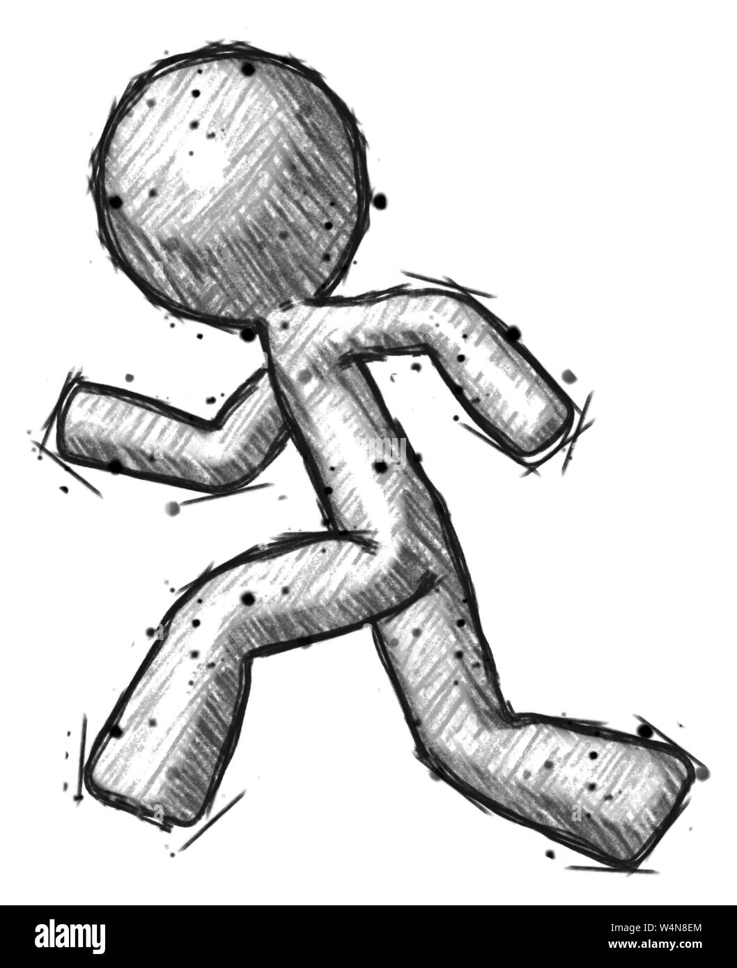 Sketch design mascot man running fast left Stock Photo - Alamy