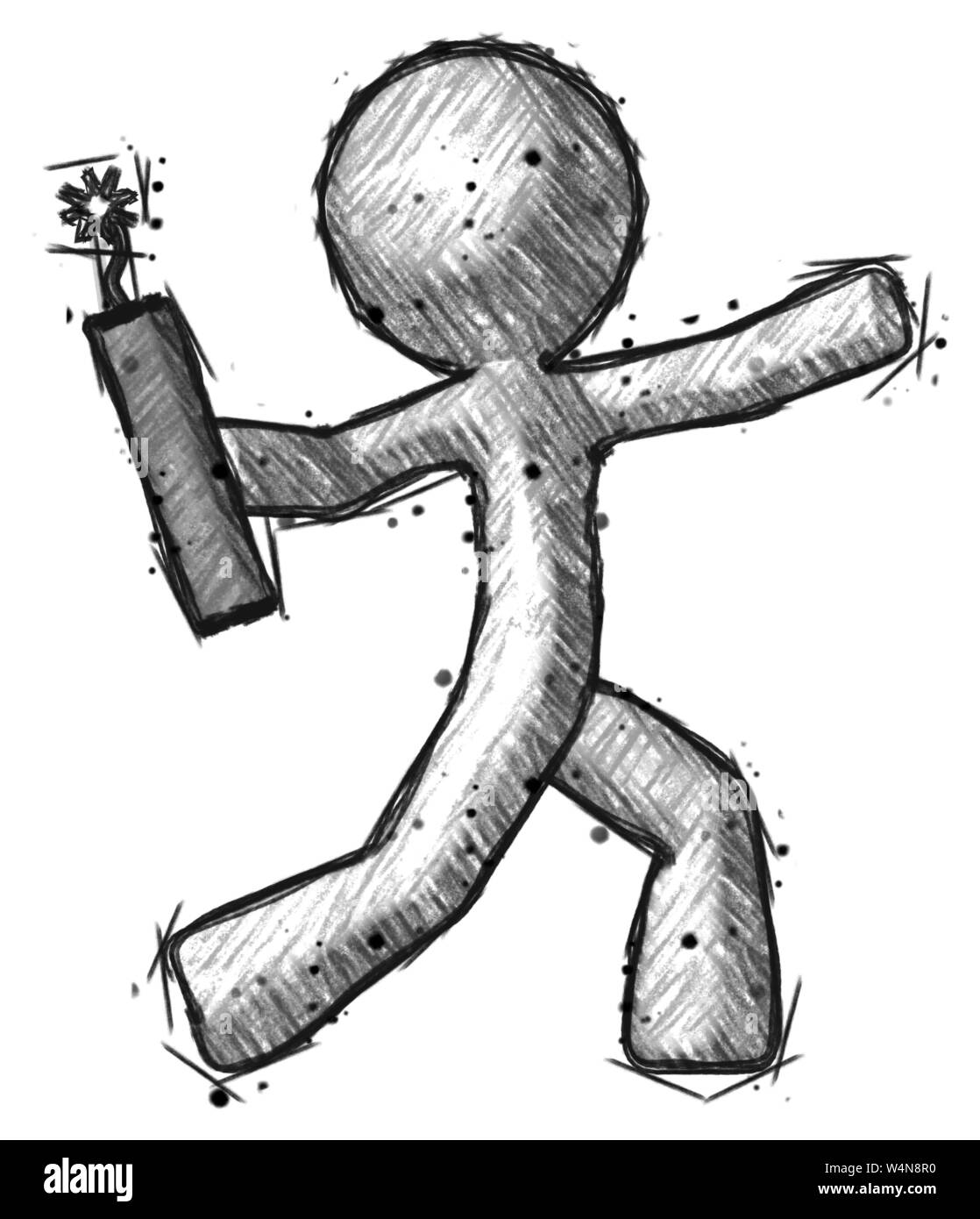 Sketch design mascot man throwing dynamite Stock Photo - Alamy