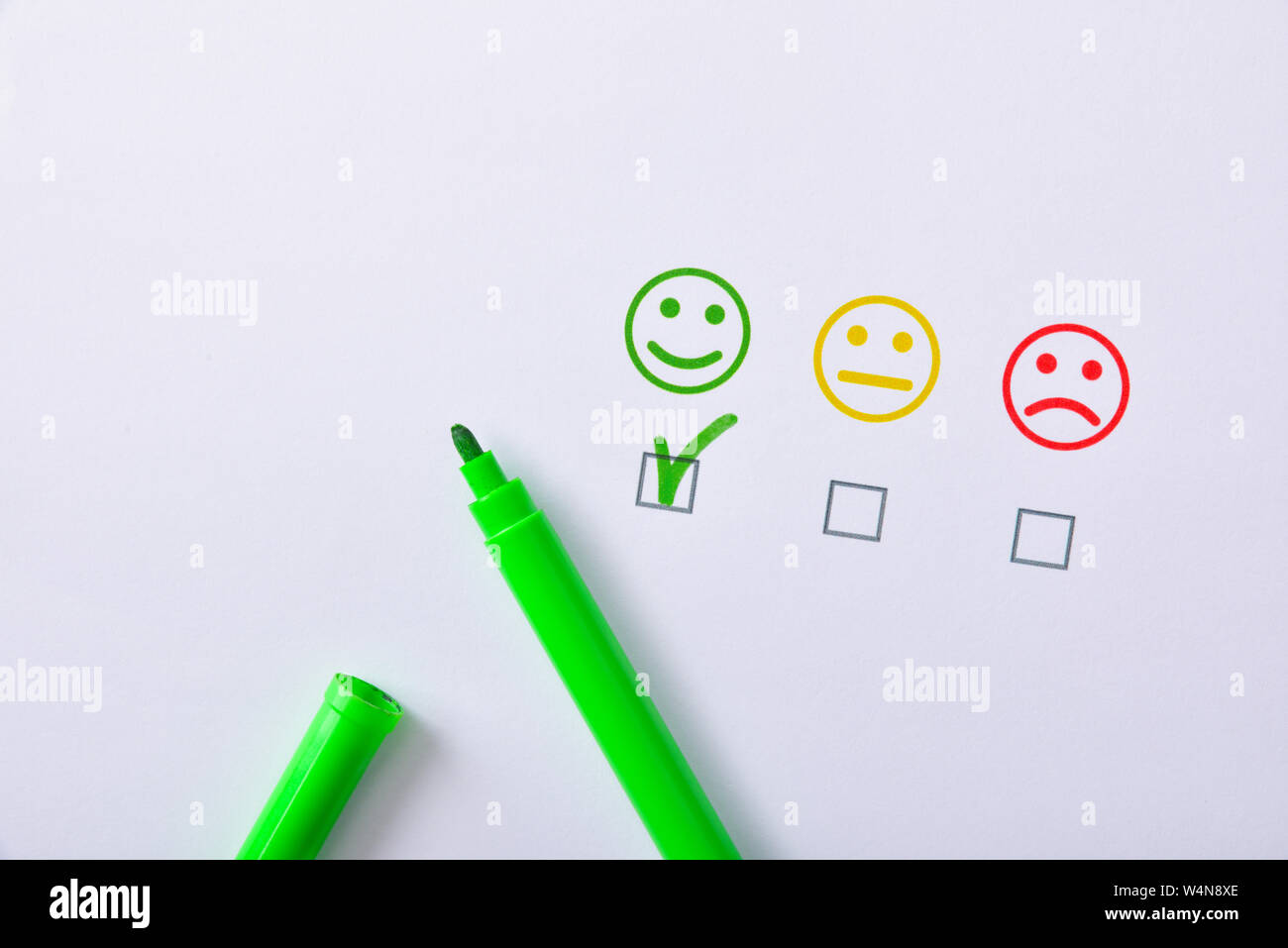 Positive satisfaction marked with green marker pen represented with ...