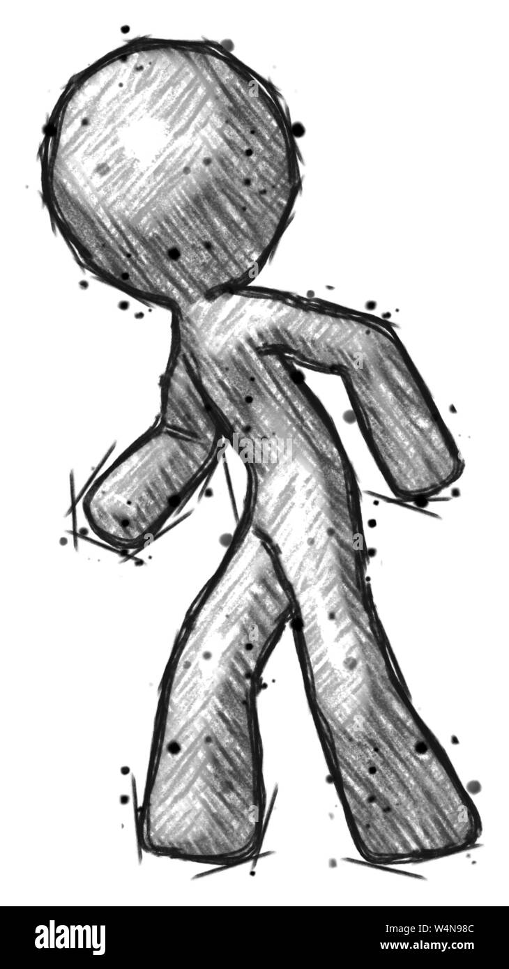 Sketch design mascot man suspense action pose facing left Stock Photo ...