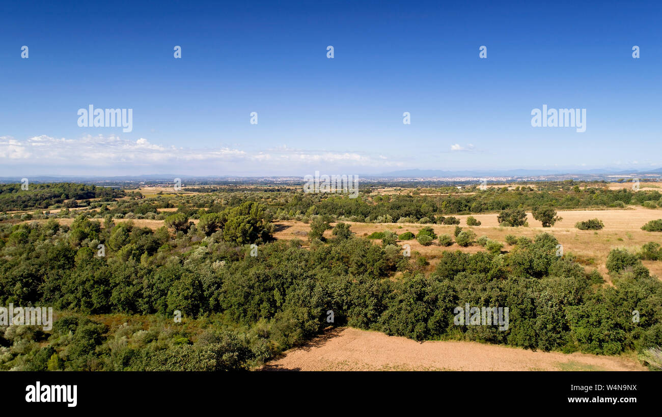 Aerial panorama of the spanish countryside in Catalonia Stock Photo - Alamy