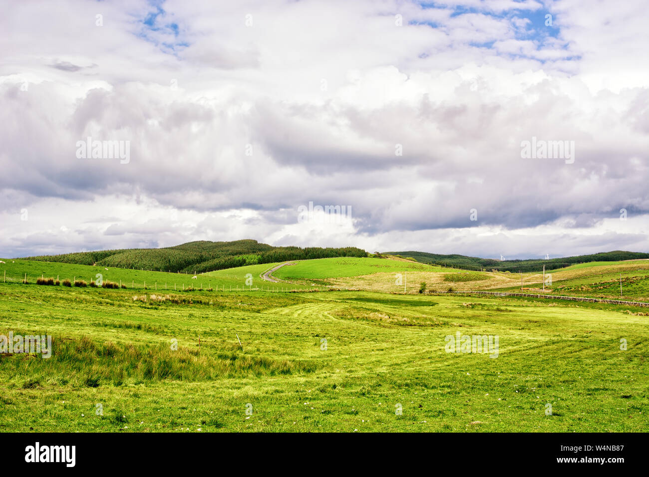 Green fields and hills in the scottish highlands hi-res stock ...