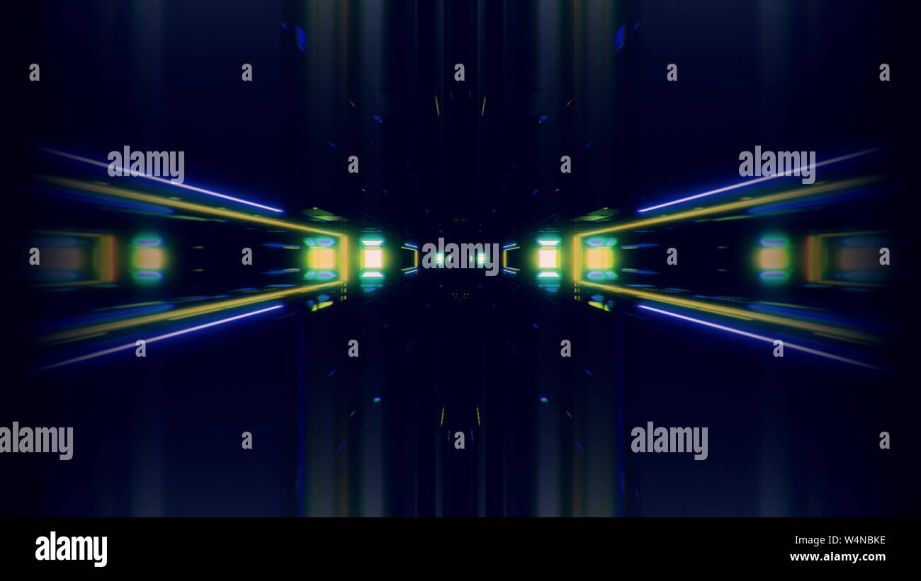 futuristic science-fiction lights glowing tunnel corridor 3d ...