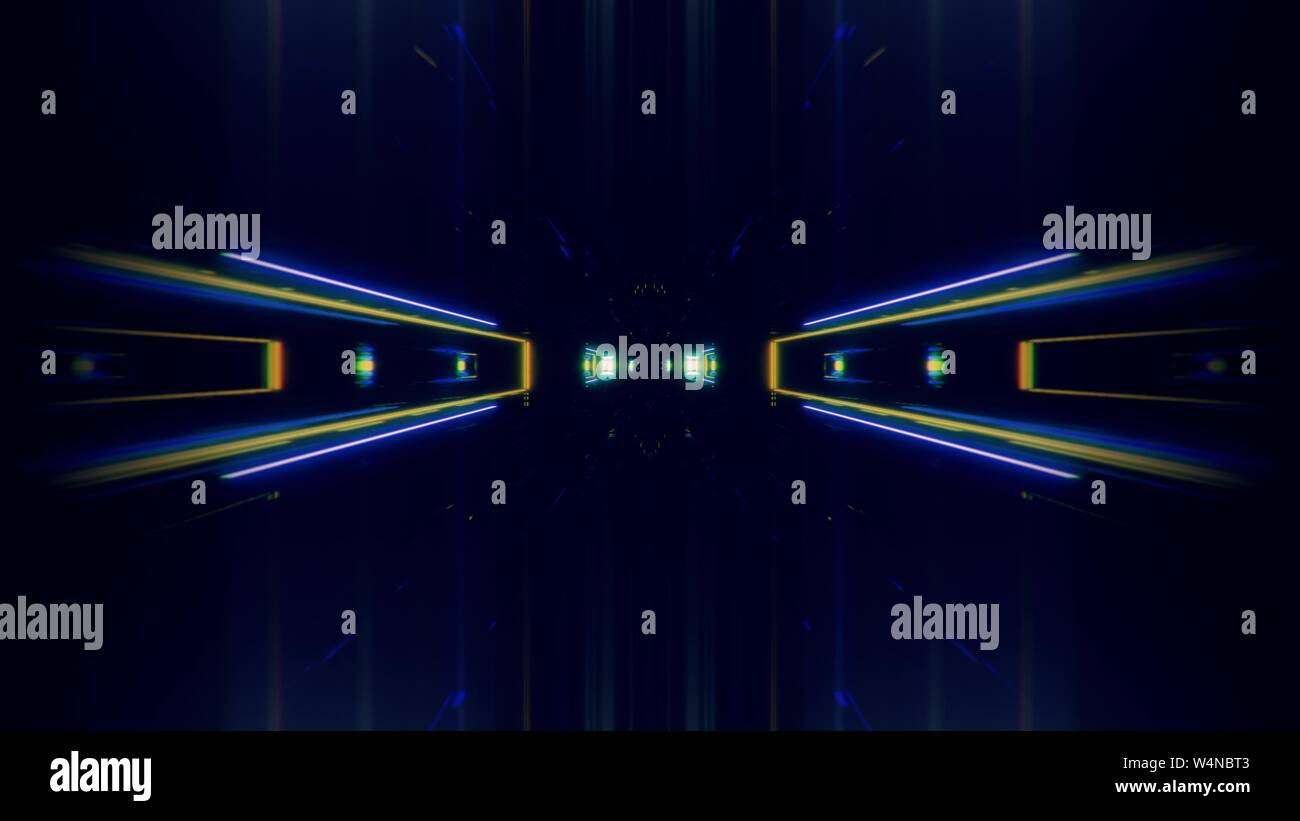 futuristic science-fiction lights glowing tunnel corridor 3d ...