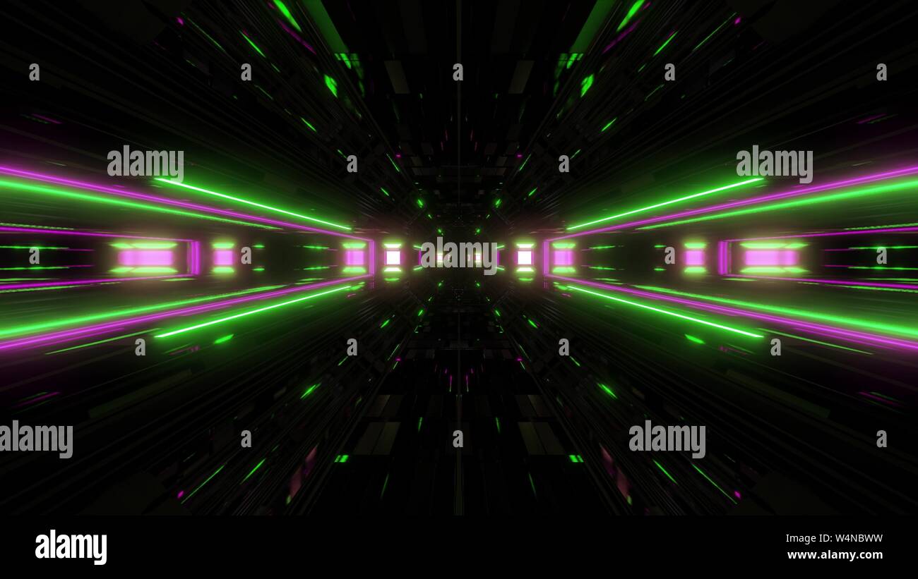 futuristic science-fiction lights glowing tunnel corridor 3d ...