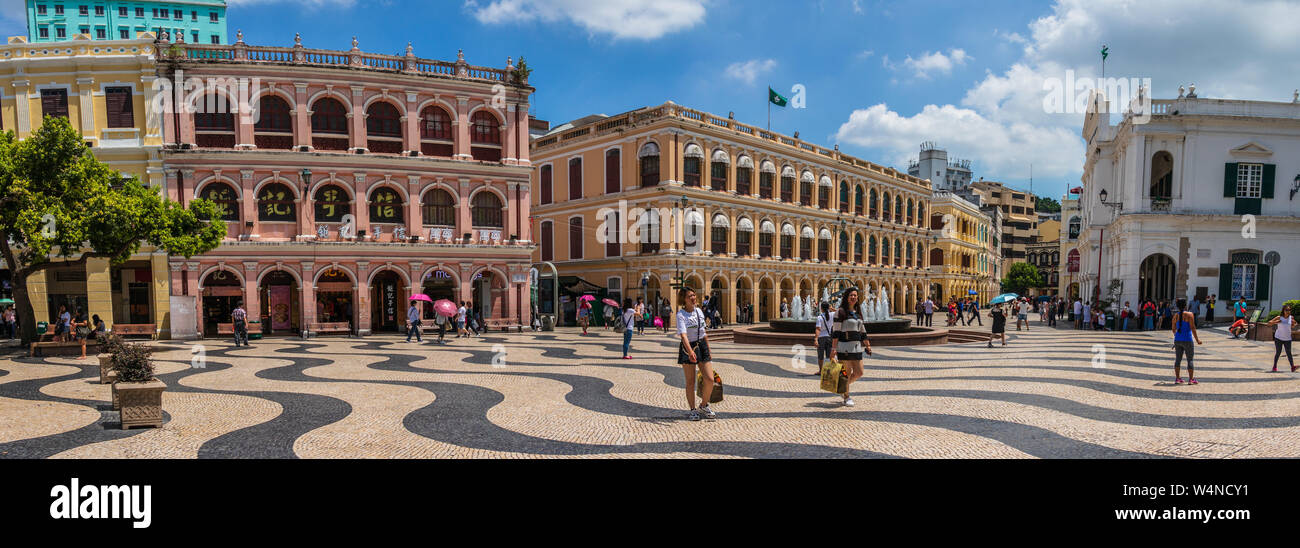 Panorama of historical central Square Largo do Senado, Senate with ...
