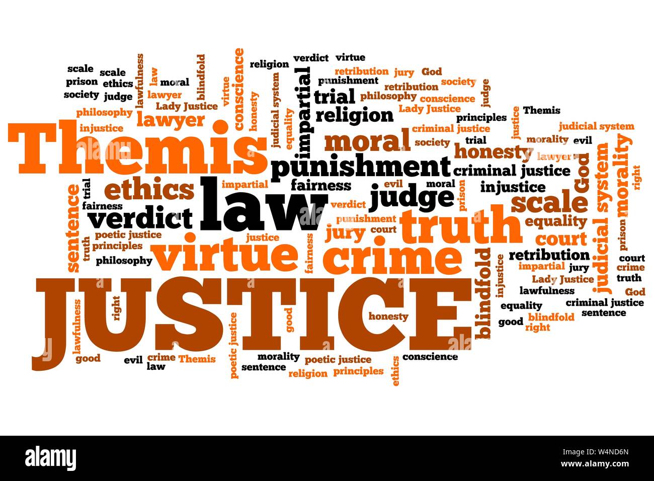 Justice - legal issues and concepts word cloud illustration. Word ...