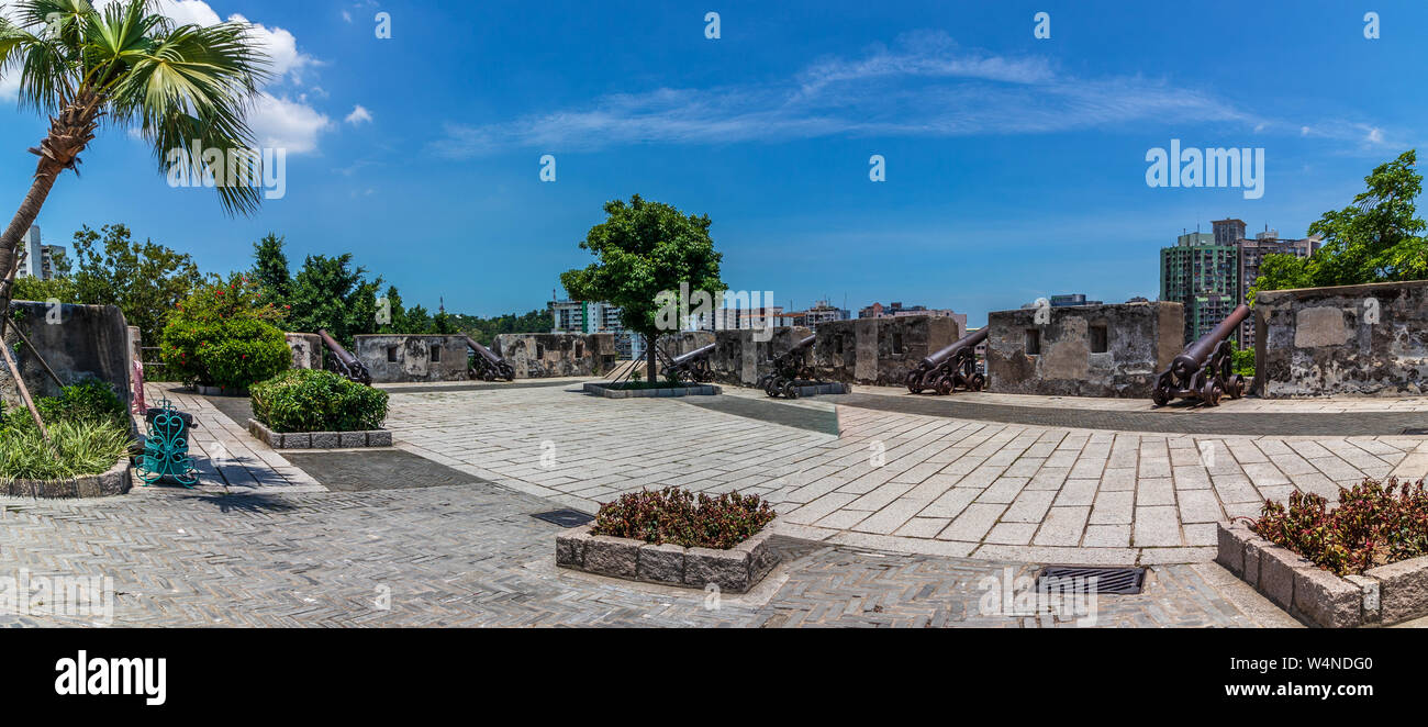 Panorama of main defense plateau with replica cannon of Mount Fortress ...