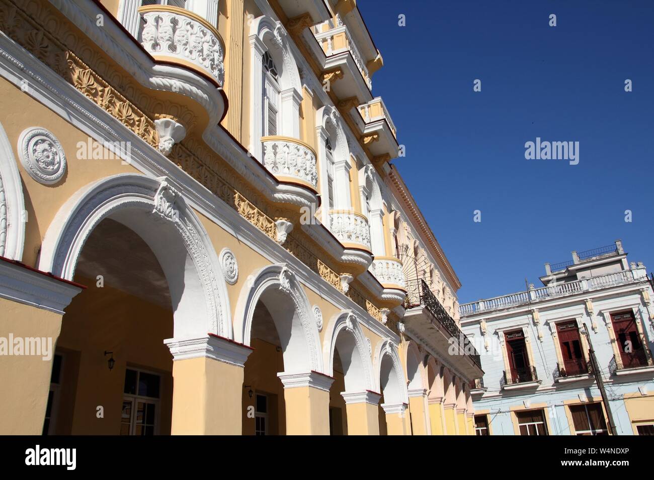 Sancti Spiritus Cuba Colonial Architecture At The City Square Stock