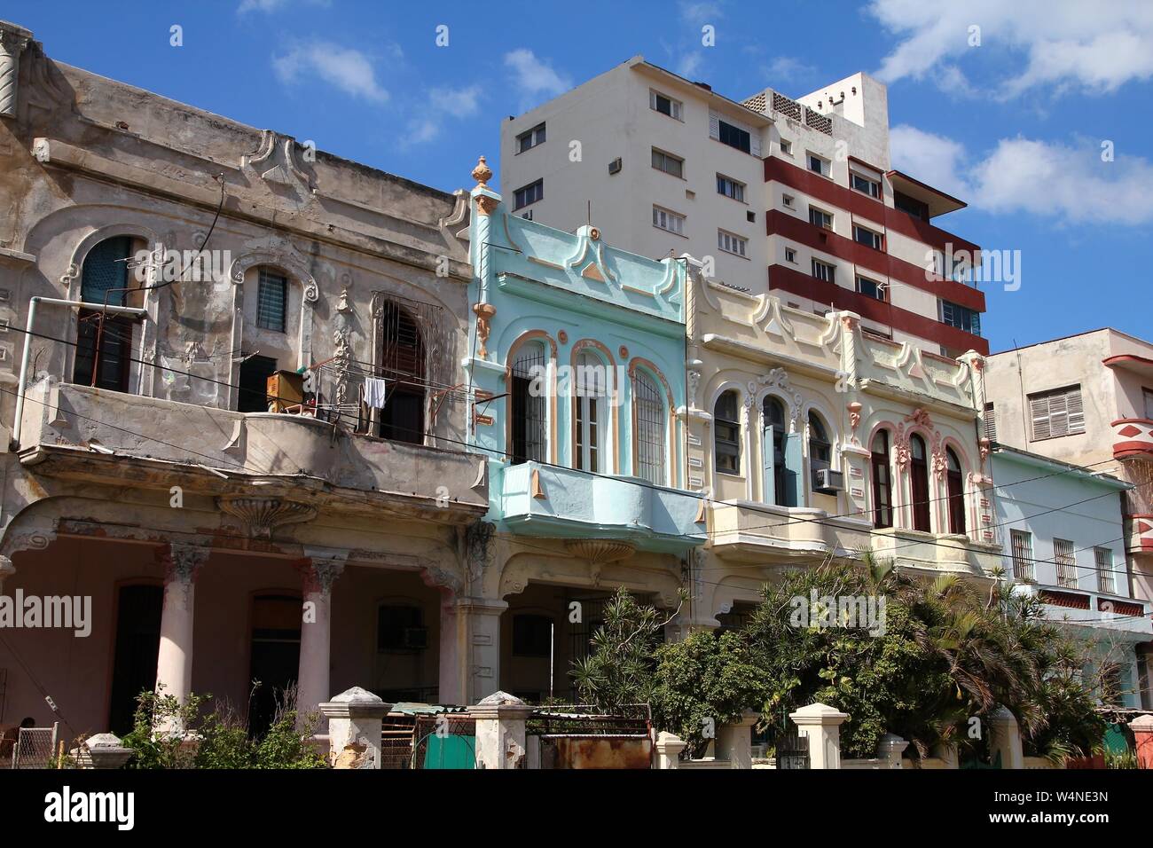 Havana, Cuba - city architecture. Old residential buildings Stock Photo ...