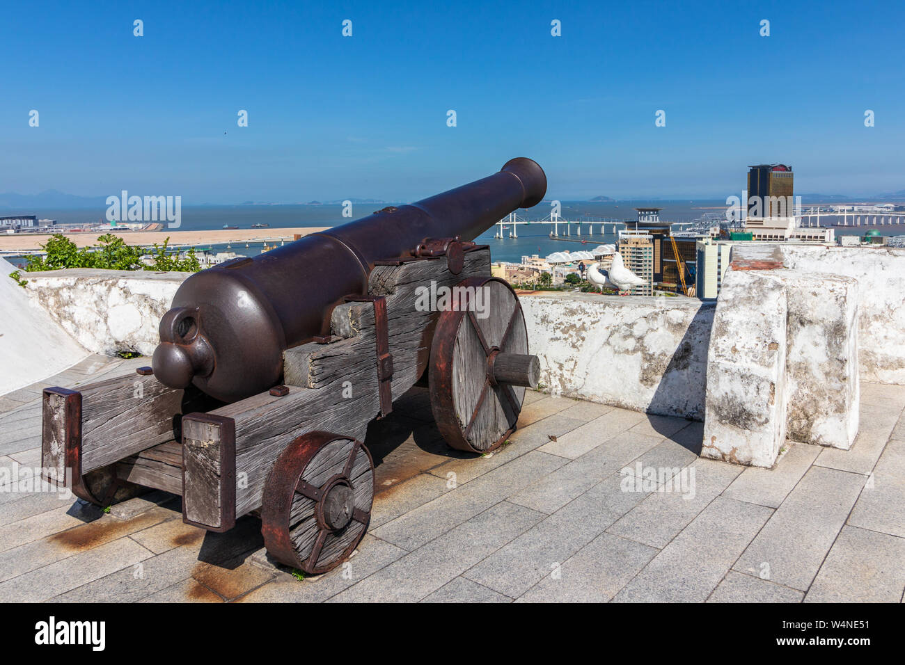 Cannon of Guia Lighthouse Fortress and Chapel of our Lady. São Lazaro ...