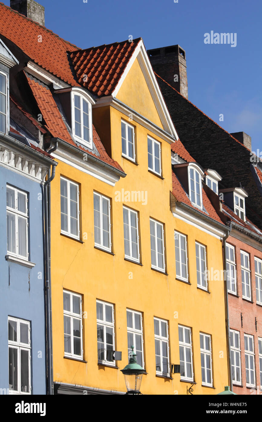 Copenhagen, Denmark - colorful buildings of Nyhavn street. Oresund ...
