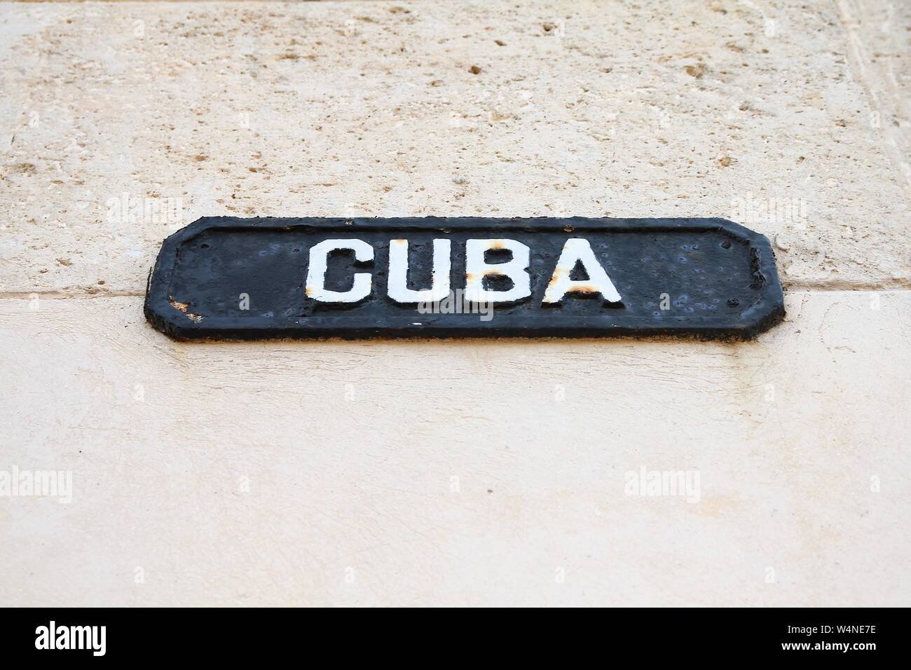 Havana, Cuba - old street sign. Cuba street Stock Photo - Alamy