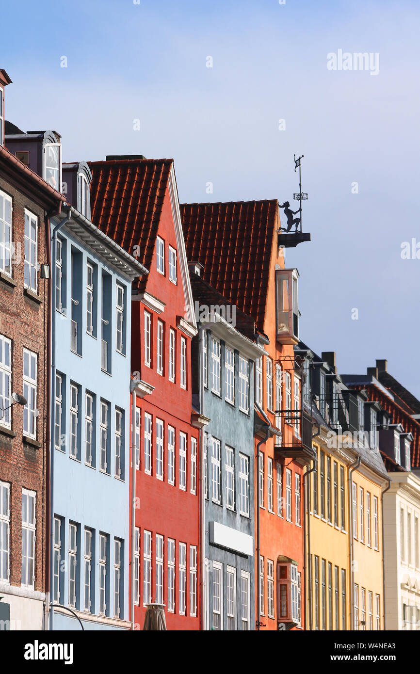 Copenhagen, Denmark - colorful buildings of Nyhavn street. Oresund ...