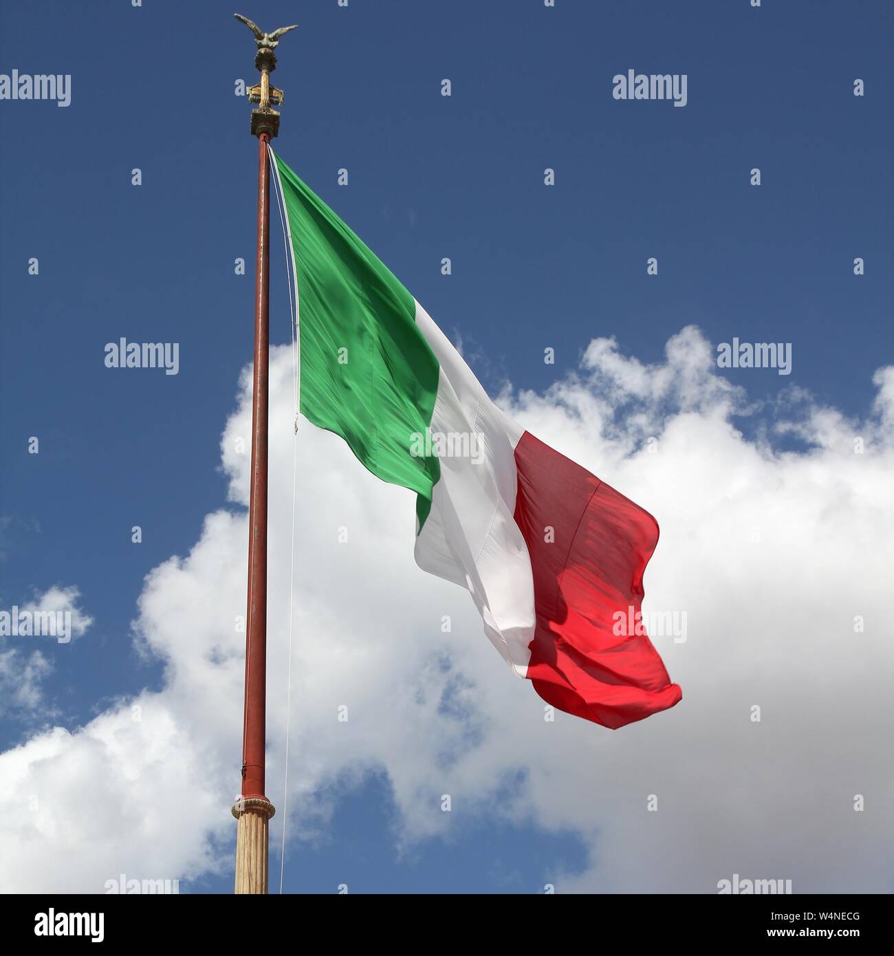 Flag of Italy at Vittoriano, Rome. National symbol. Square composition ...