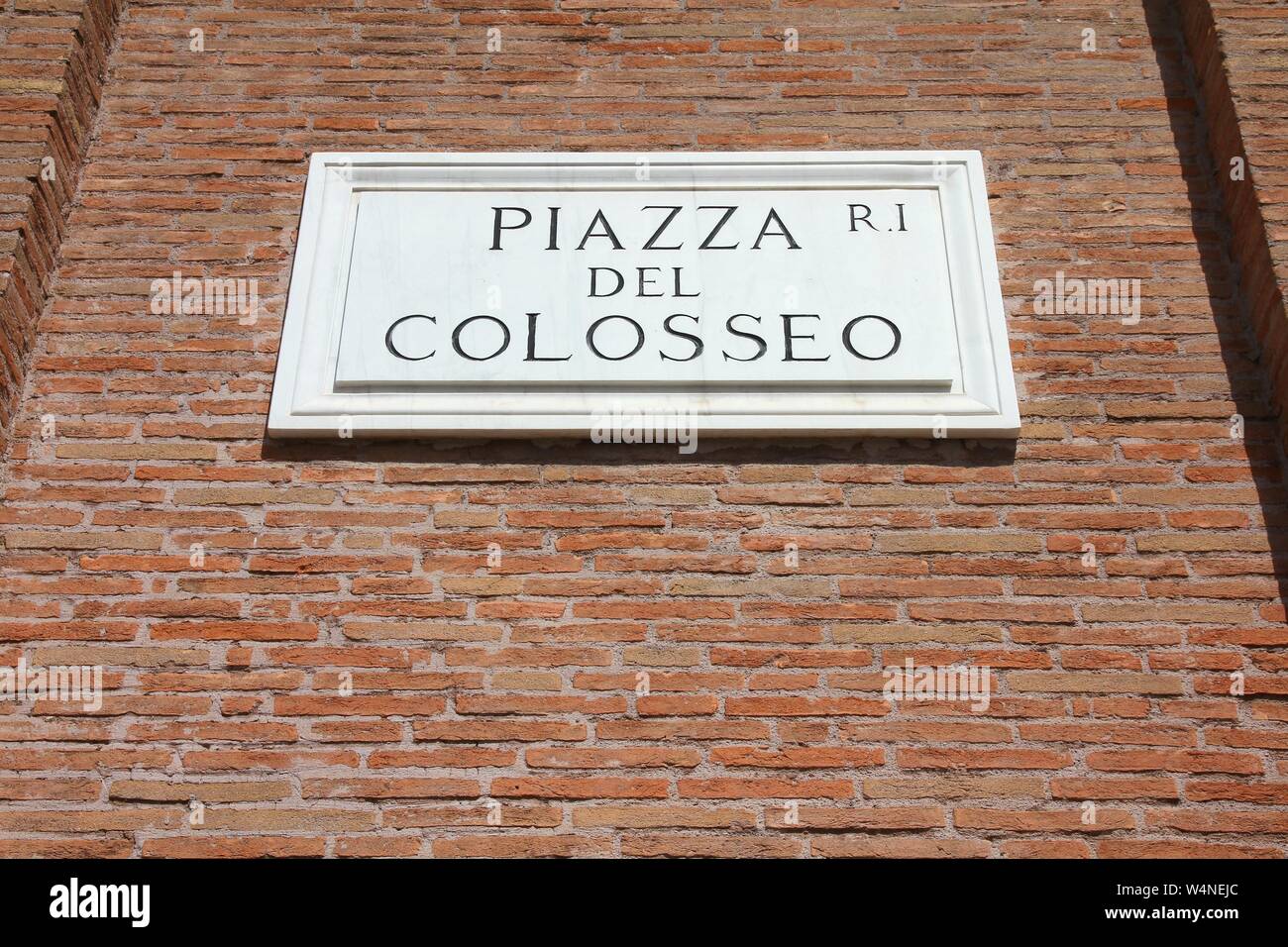 Piazza del Colosseo (Colosseum Square) - old street sign in Rome, Italy ...