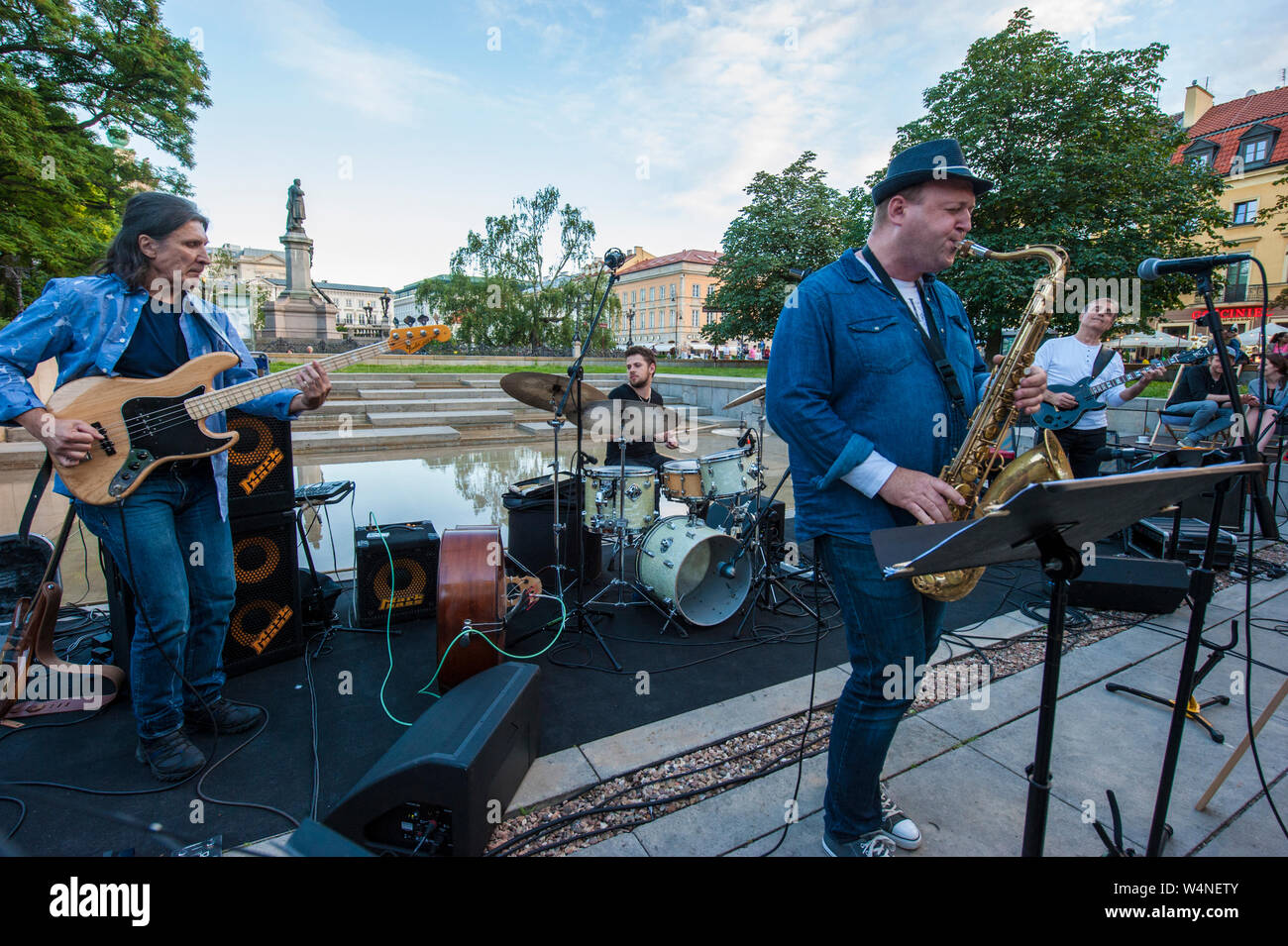 Jam session at the Akwarium jazz venue in the old part of Warsaw ...