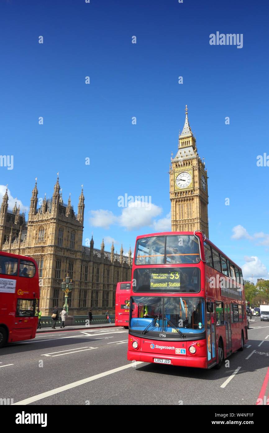 LONDON, UK - MAY 16, 2012: People ride London Bus in London. As of 2012 ...