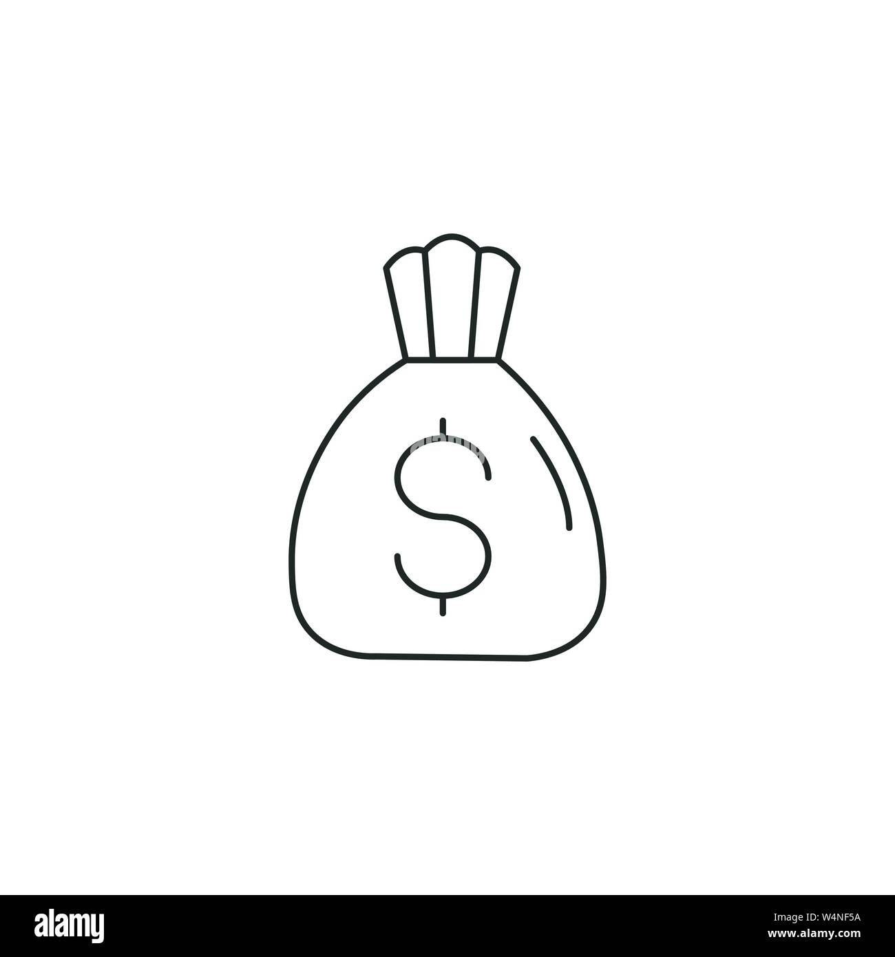 money bag line icon, outline vector logo illustration, linear pictogram ...