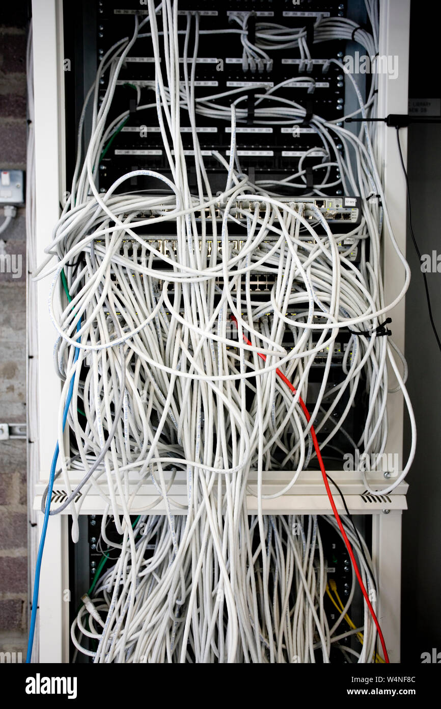 Tangled IT Cables Stock Photo - Alamy
