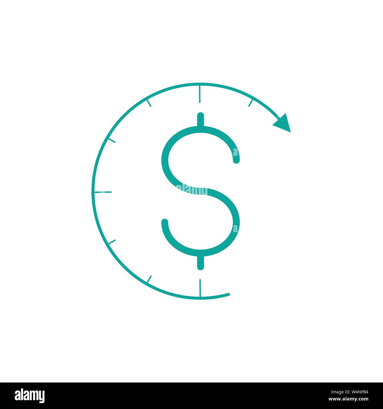 clock with dollar icon symbol. clock with dollar element. Vector ...